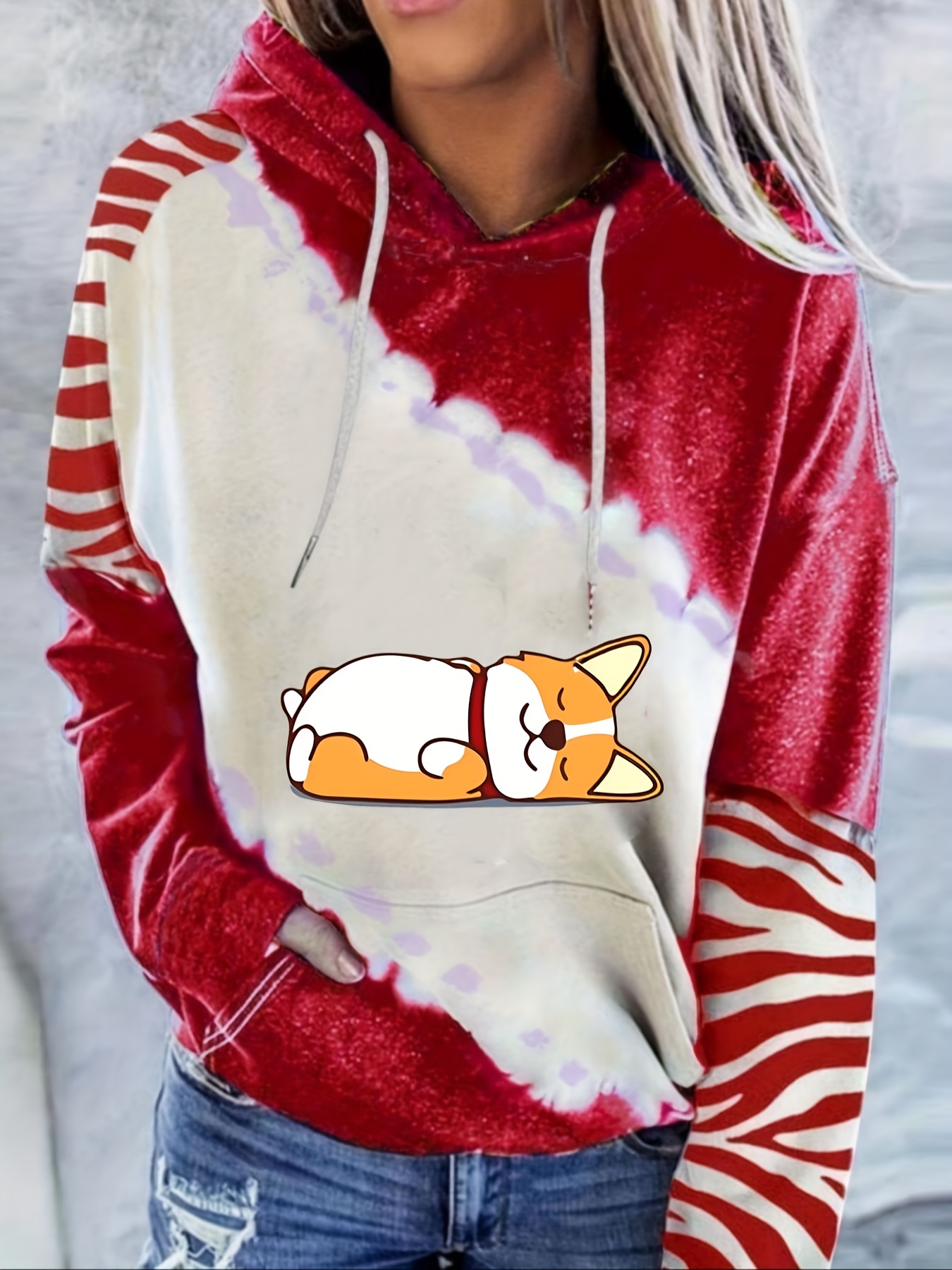 Cute Animal Kangaroo Pocket Drawstring Thermal Hoodie Casual - Temu Australia