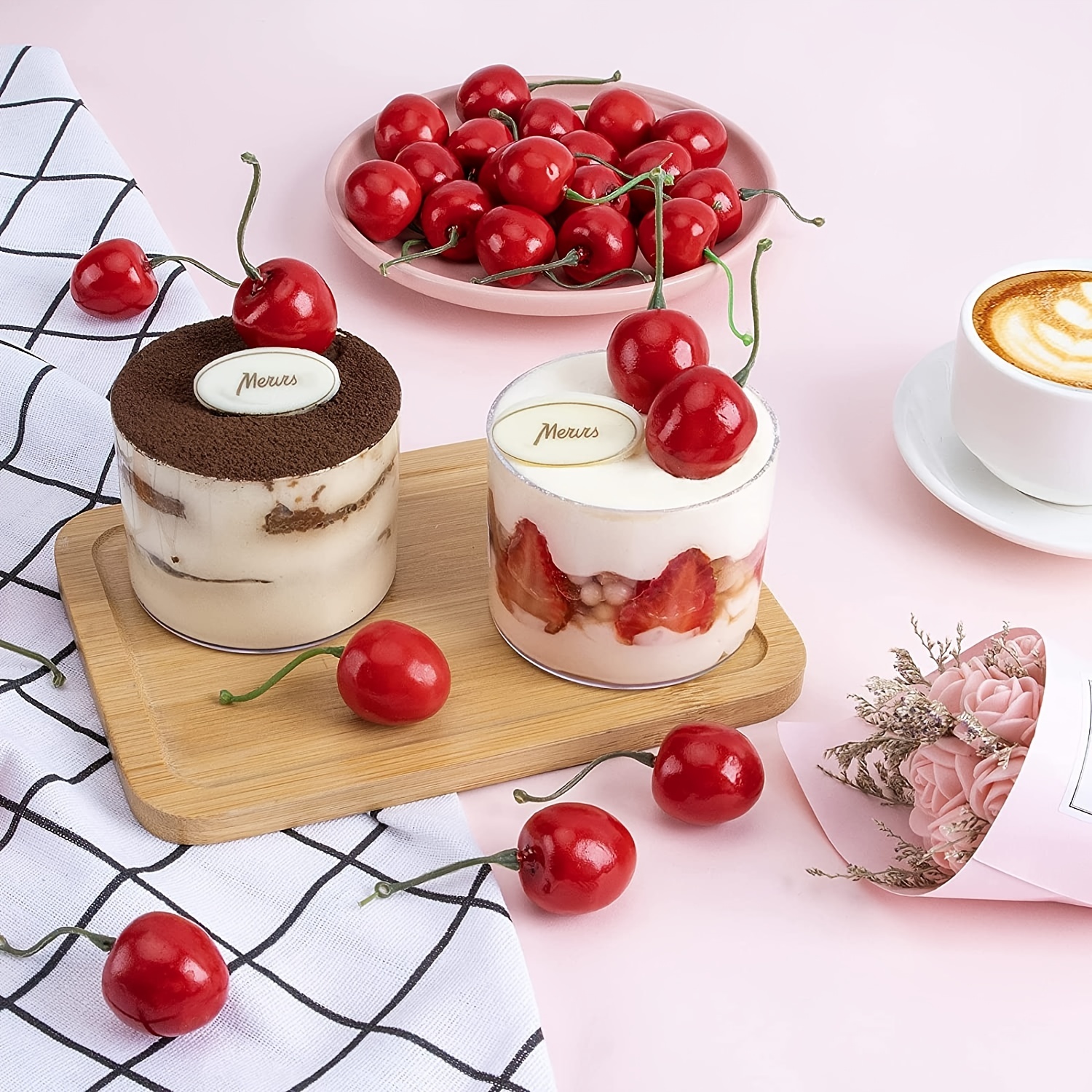 100pcs Artificial Cherry Simulation Fruits Home Kitchen Wedding Party ...