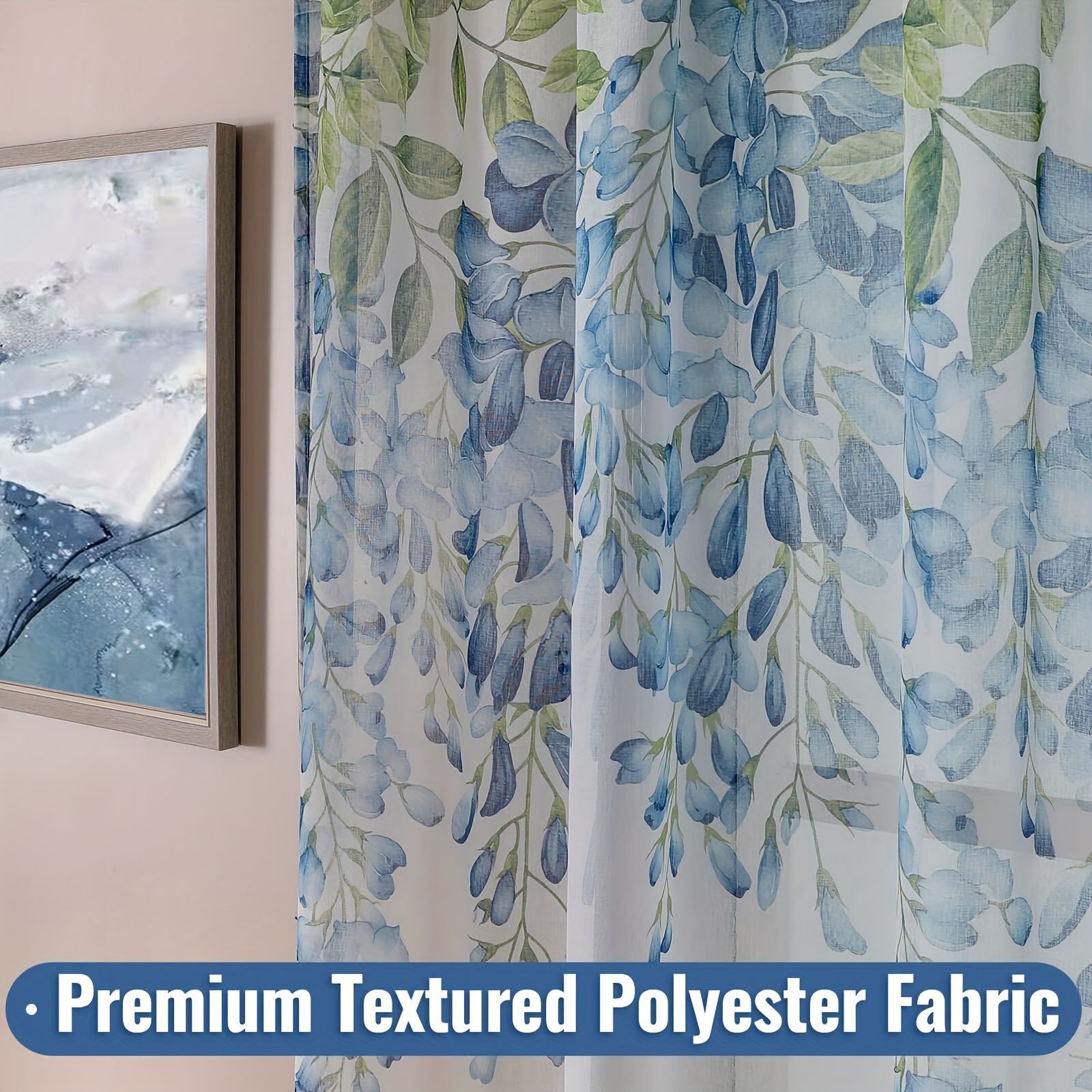 1/2pc Cortina Patrón Flores Vid Morado Bolsillo Varilla Sala - Temu Mexico