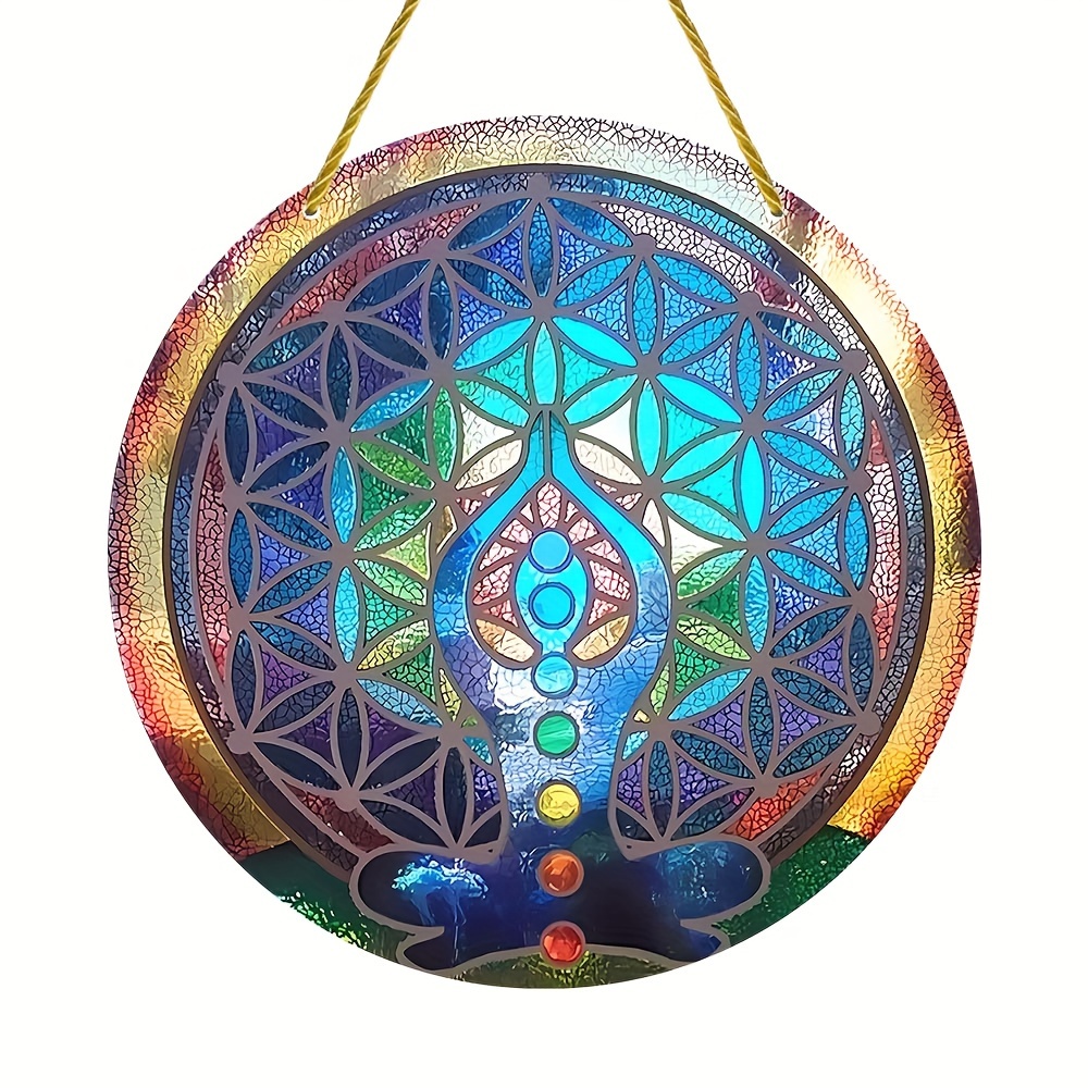 "beautiful Bloom Stained Glass" Round Acrylic Plaque Wreath - Temu ...