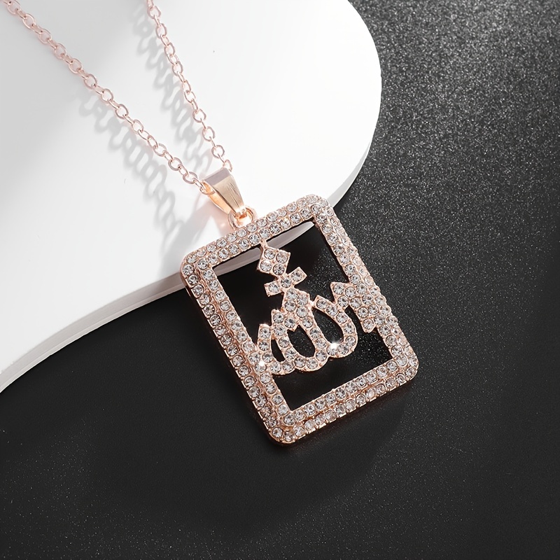 Hip Hop Shiny Ice Islamic Character Pendant Necklace Men - Temu