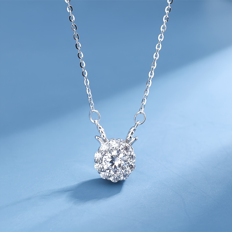 925 Sterling Silver Rotating Dragon Necklace Inlaid Shiny - Temu Portugal