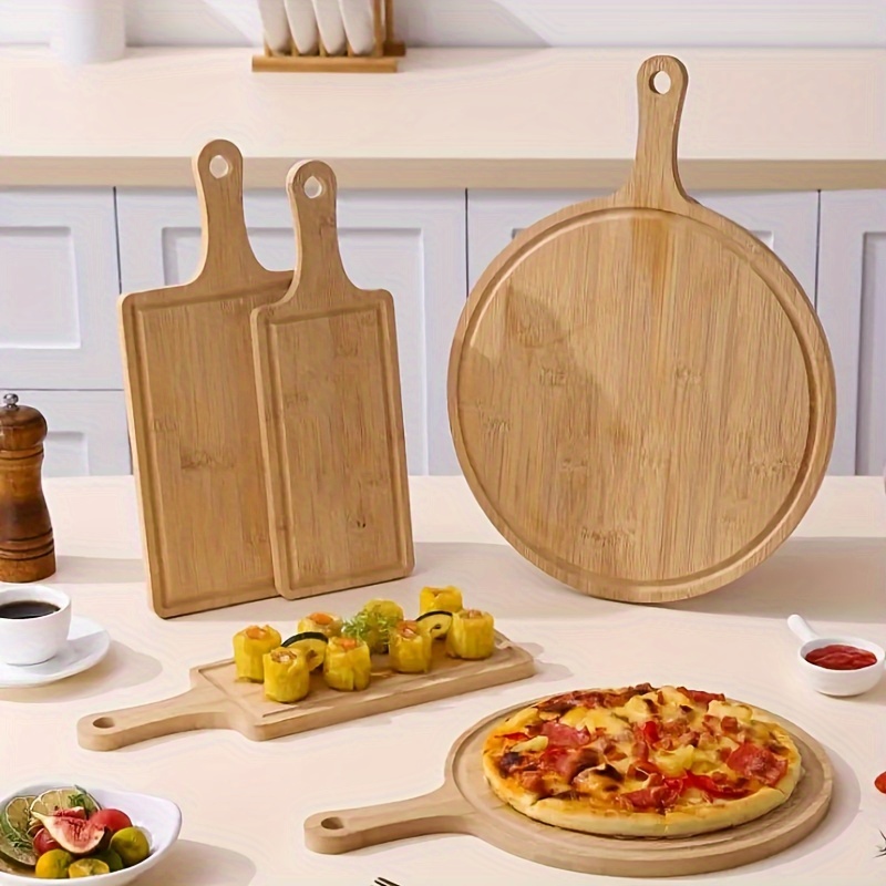 Bamboo Wood Pizza Board Nan Bamboo Tray Snack Bread Steak - Temu Ireland