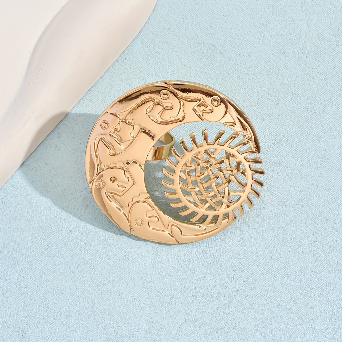 Vintage Ring Retro Moon Sun Design Silver Plated Symbol - Temu United ...