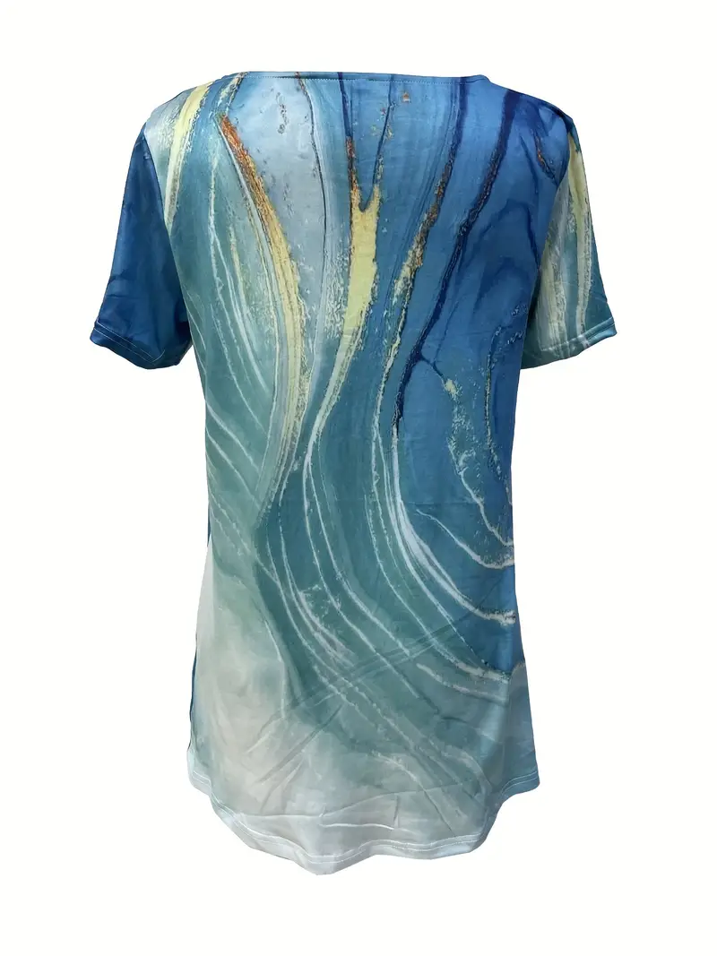 Plus Size Casual T Shirt Womens Plus Allover Print Short Temu