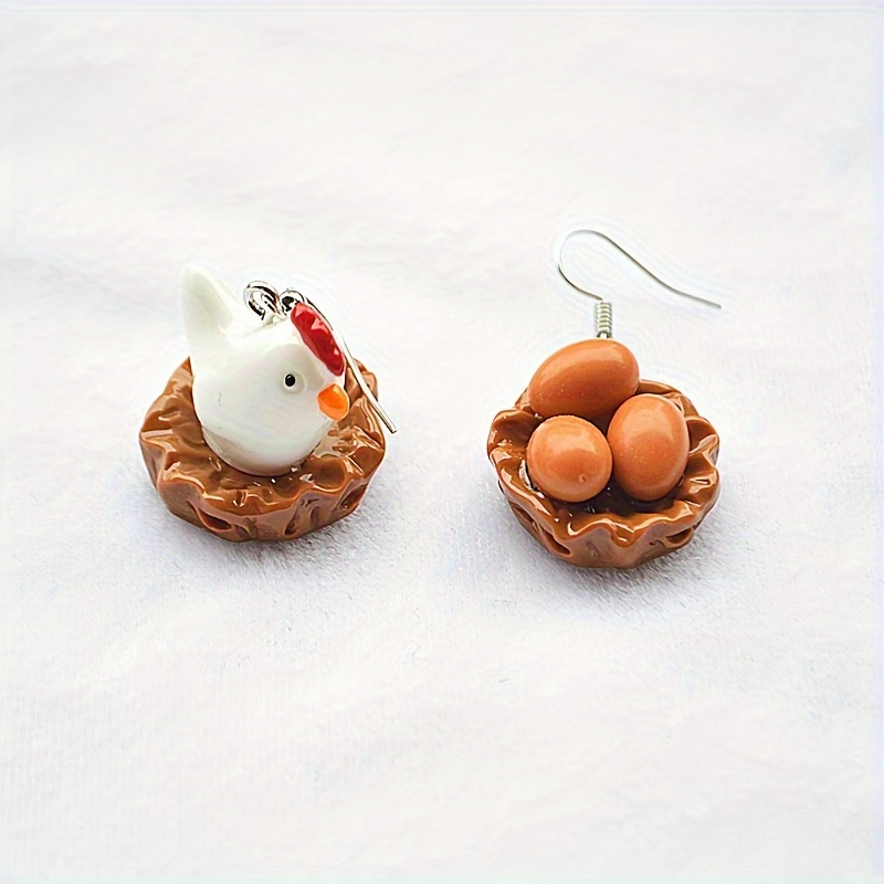 Funny Cute Chicken Egg Design Asymmetric Dangle Earrings - Temu United ...