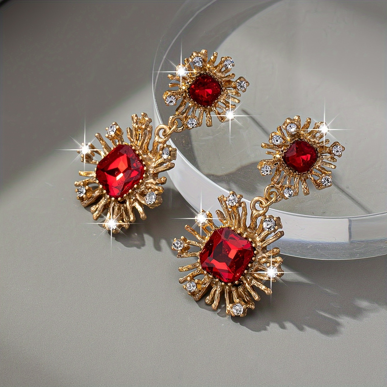 Double Exquisite Flower Design Shiny Rhinestone Inlaid - Temu United ...