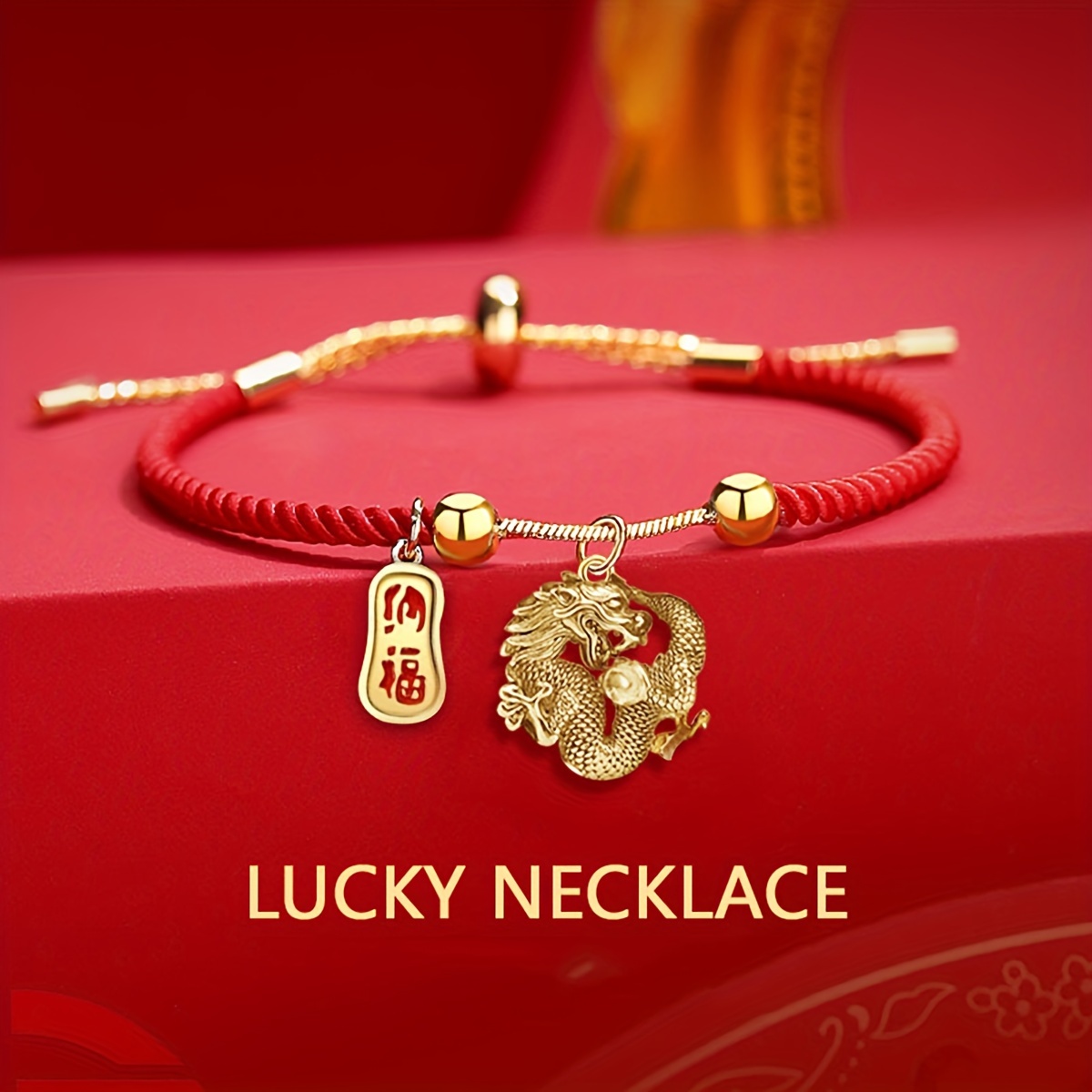 Luck Dragon Pendant Red Rope Braided Bracelet Chinese Style - Temu ...