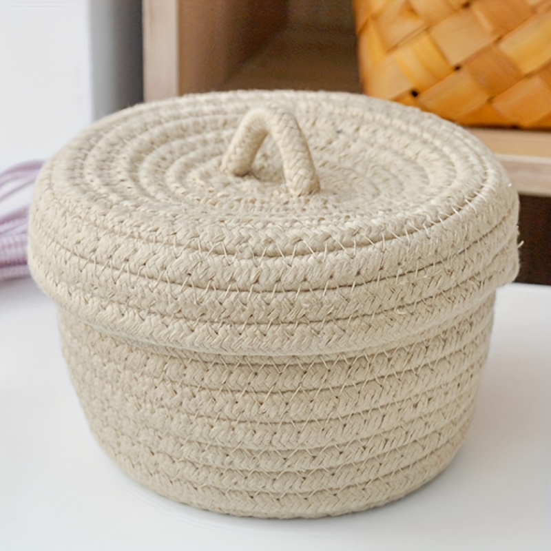 Rope Woven Storage Basket Cover Home Decor Desktop Organizer - Temu ...