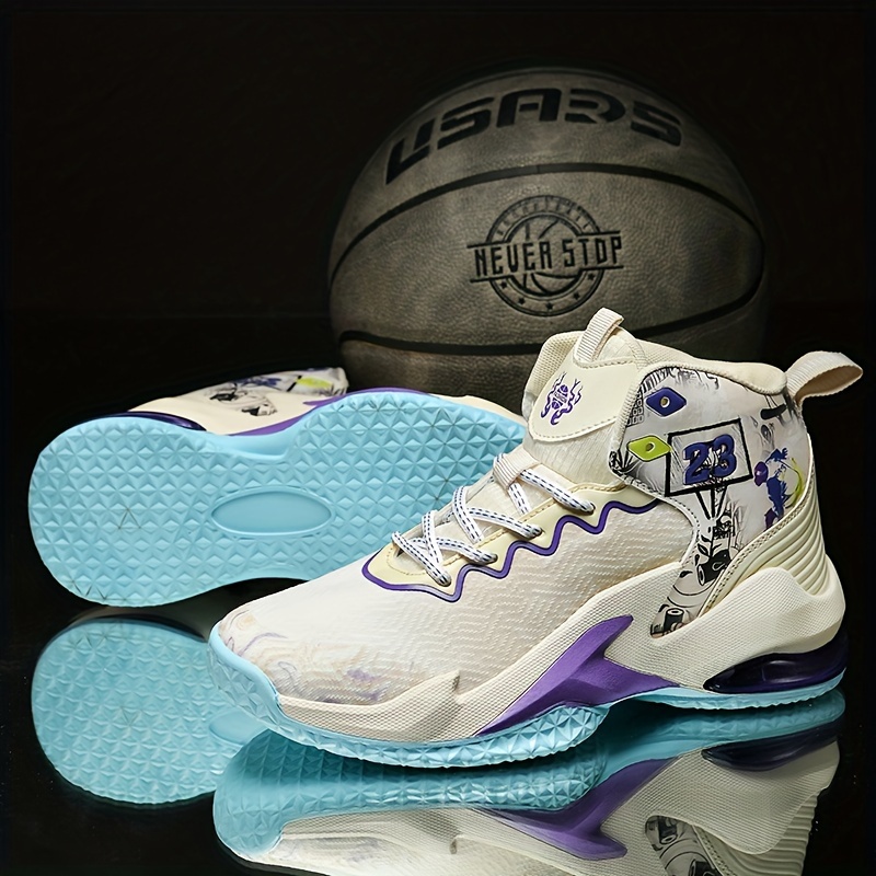 Men's Trendy Colour Block High Top Basketball Shoes Comfy - Temu Australia