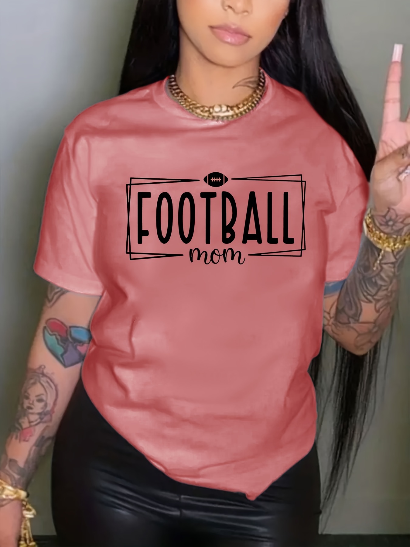 Football Letter Print T shirt Short Sleeve Crew Neck Casual - Temu ...