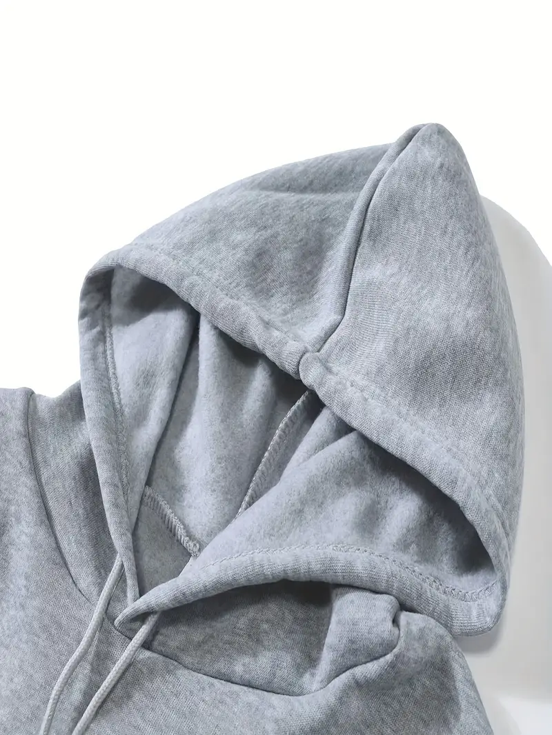 Solid Drawstring Hoodie Casual Long Sleeve Drop Shoulder Temu Denmark