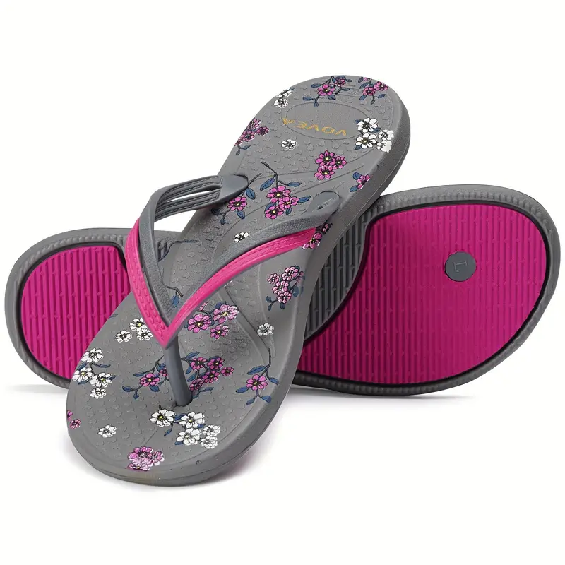 Floral Print Flat Flip Flops Women S Non Slip Indoor Shower Temu Australia