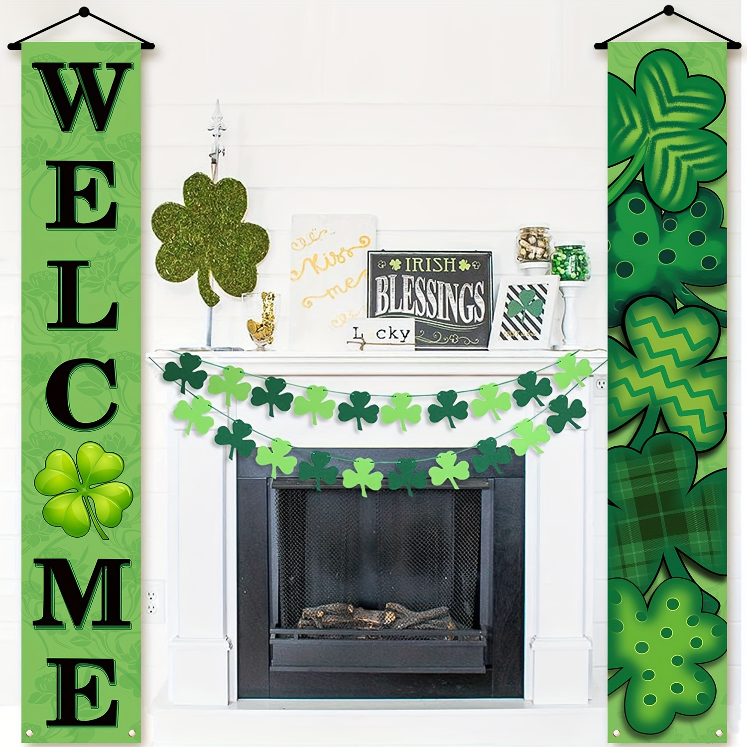 St Patricks Day Door Banner Decoration Irish Shamrock Front - Temu ...