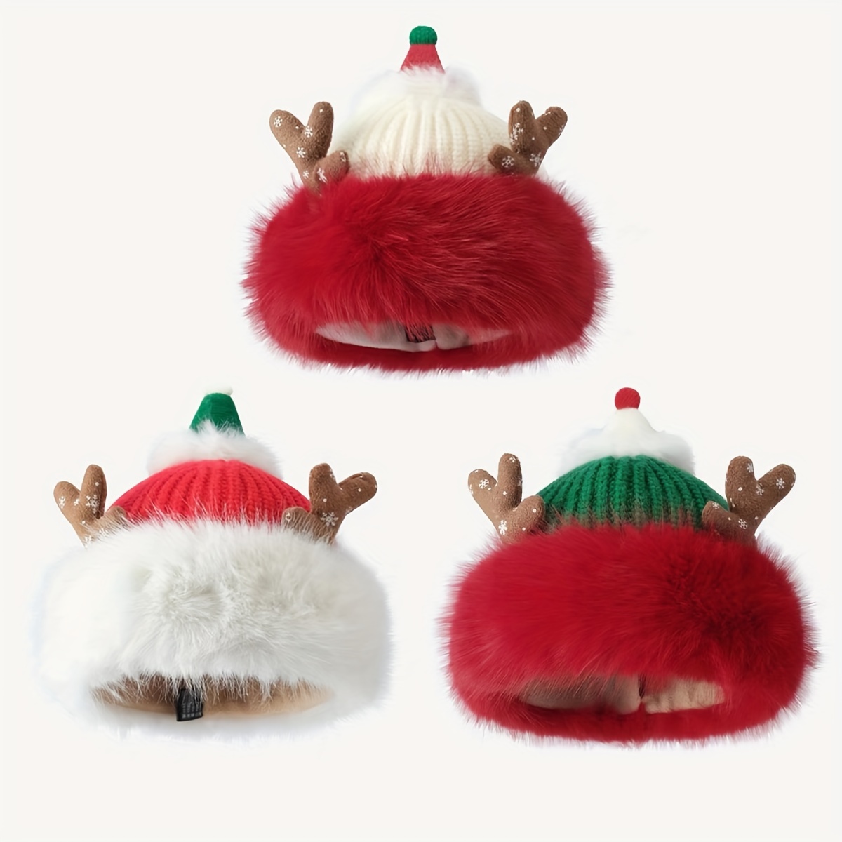 Cute Reindeer Antlers Christmas Beanie Cartoon Plush Knit - Temu Australia