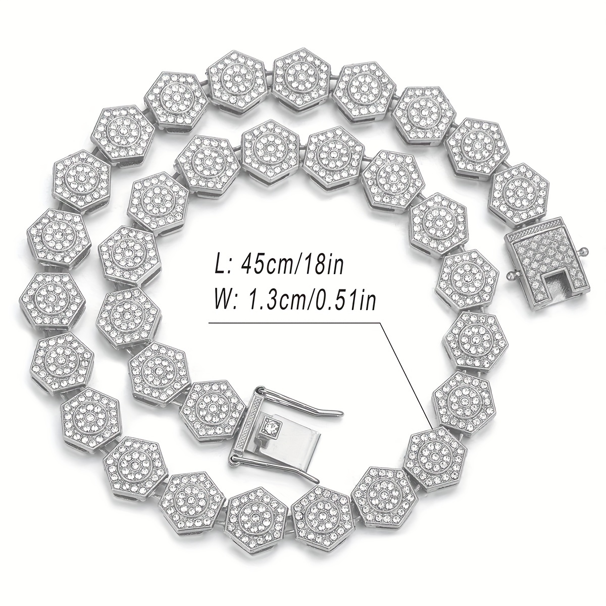 Hip Hop Funky Cuban Link Chain, Trendy Rhinestone Necklace For Men And ...