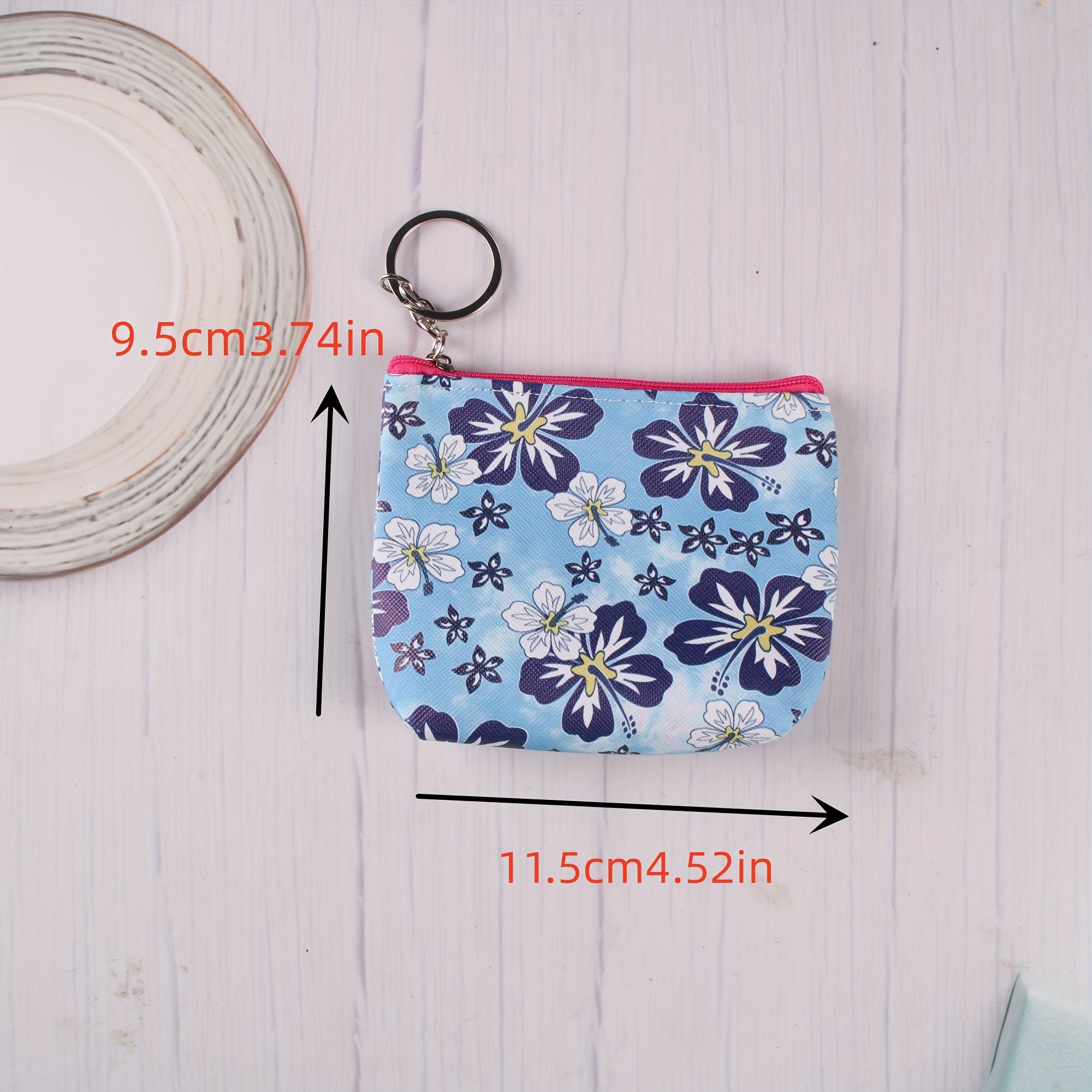 Flower Purses Coin Purse Zipper Small Wallet Key Bag - Temu Canada