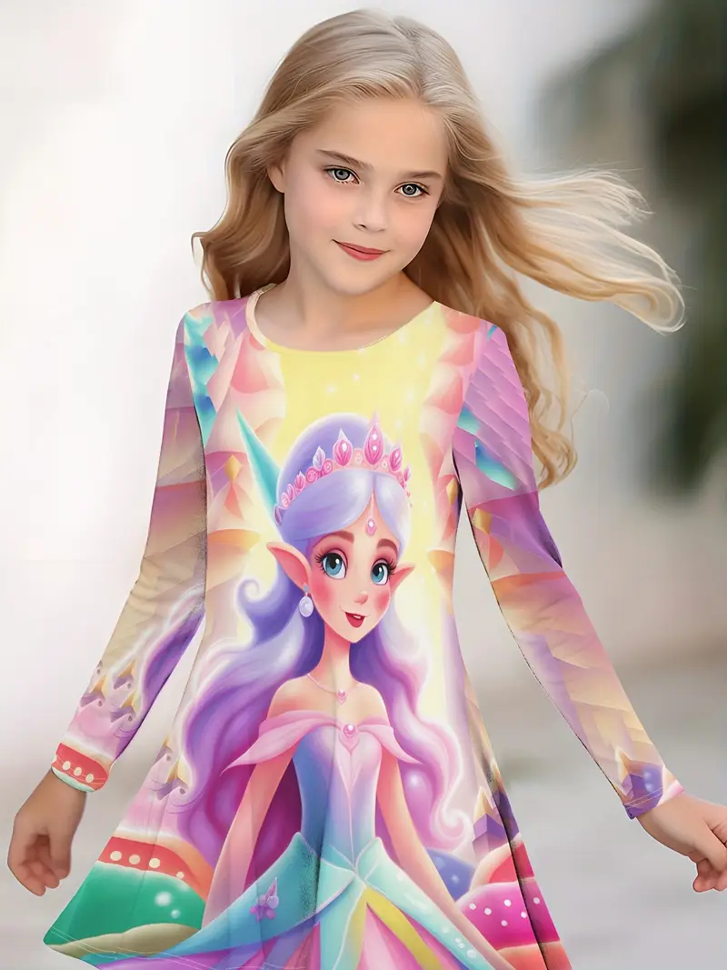 Queen Graphic Crew Neck Long Sleeve Dress Temu Australia