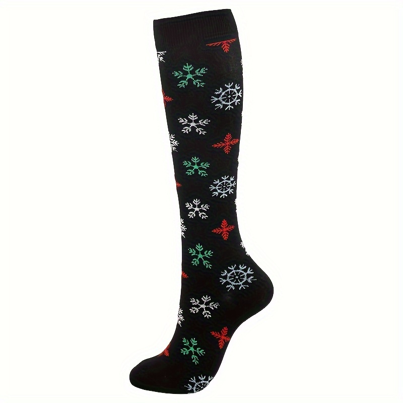 1 Pair Christmas Style Knee High Compression Socks - Temu Canada