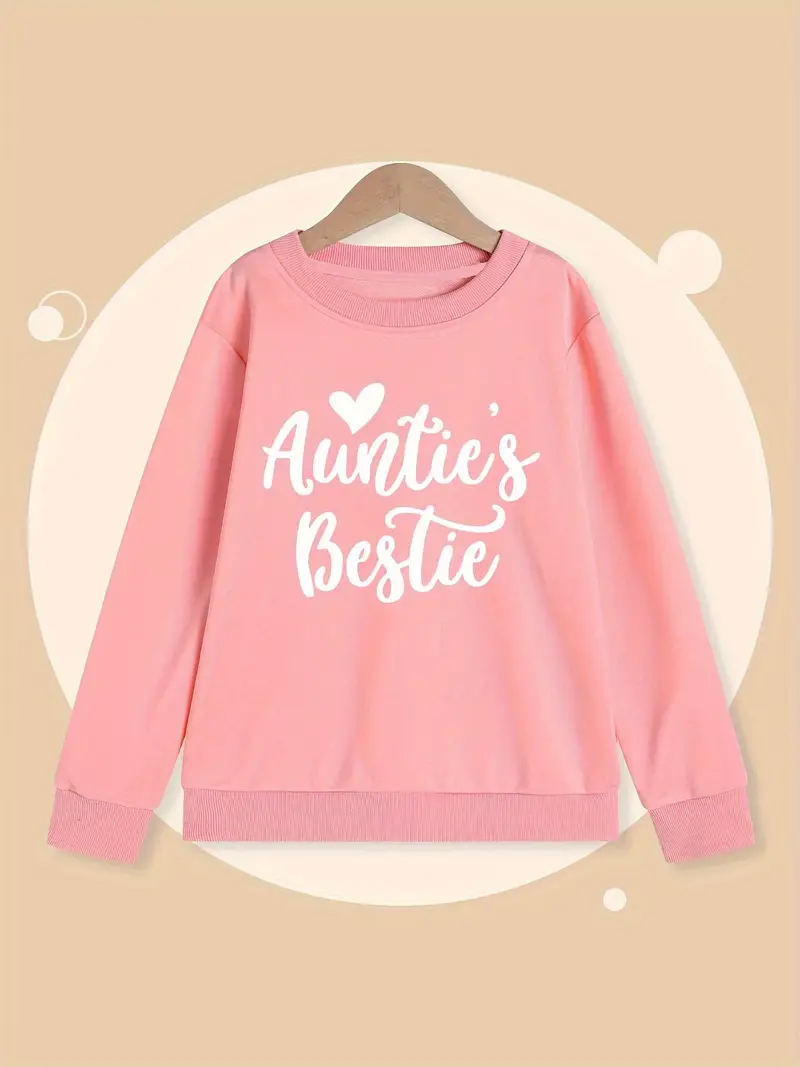 Casual Graphic Tops Auntie S Bestie Print Girls Cotton Long Temu New