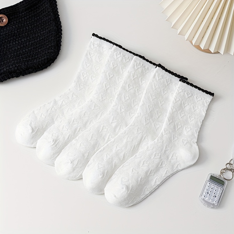 Heart Pattern Textured Socks Comfy Soft Tube Socks - Temu Australia