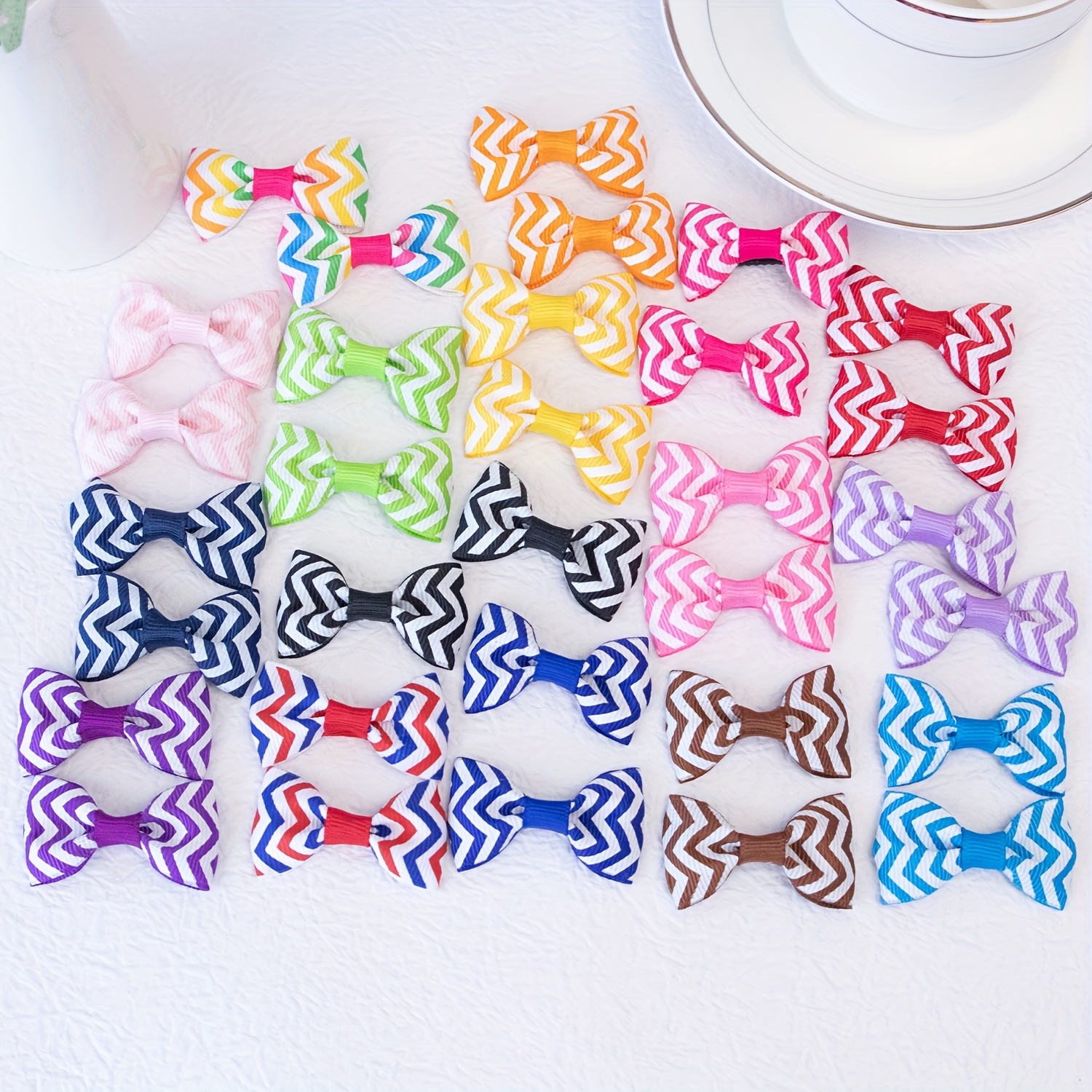 Delicate Sweet Y2k Fresh Hair Bows Candy Colors Striped Bow - Temu Ireland