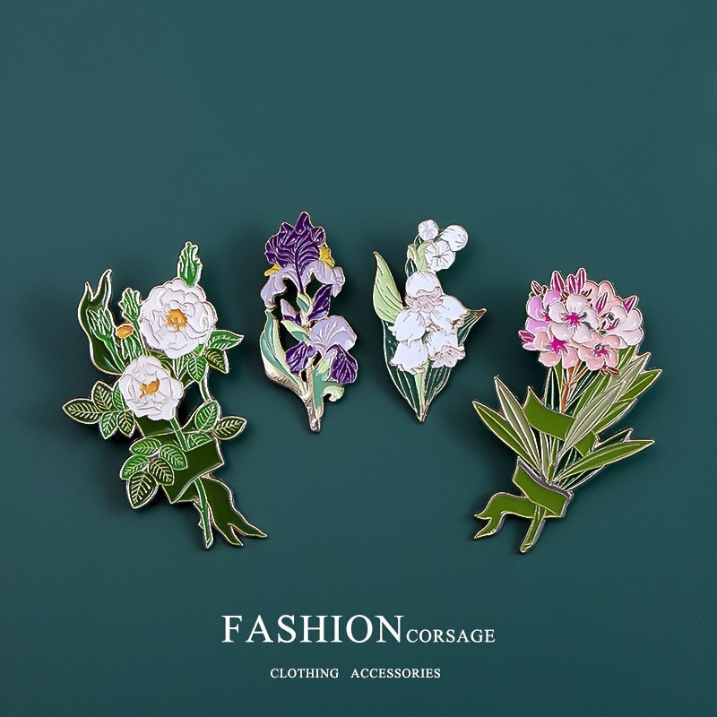 Flowers Brooch Set Colorful Flower Shape Enamel Pin Badge - Temu United ...