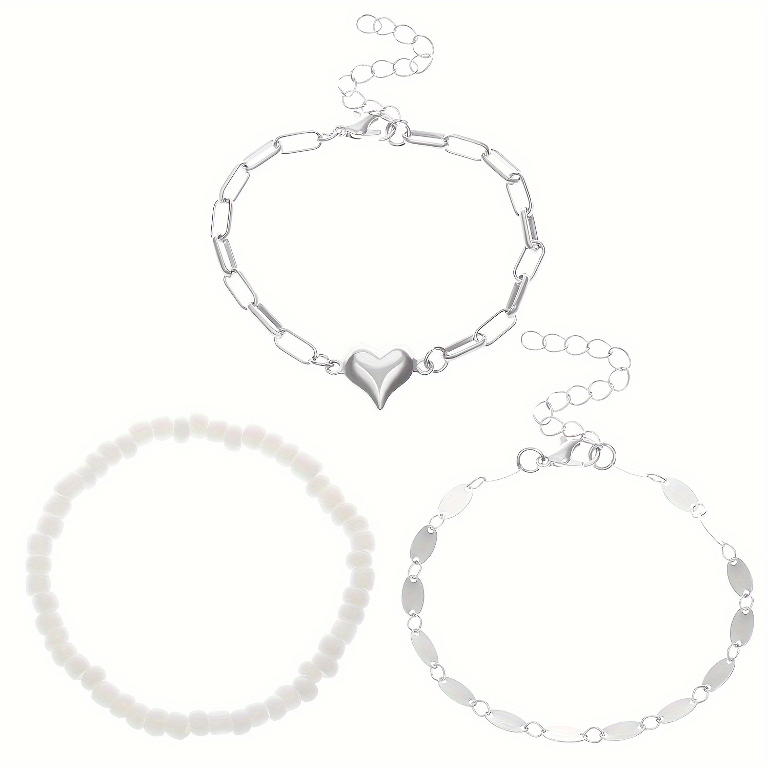Love Heart Chain Bracelet Set Minimalist Hand String Jewelry - Temu ...