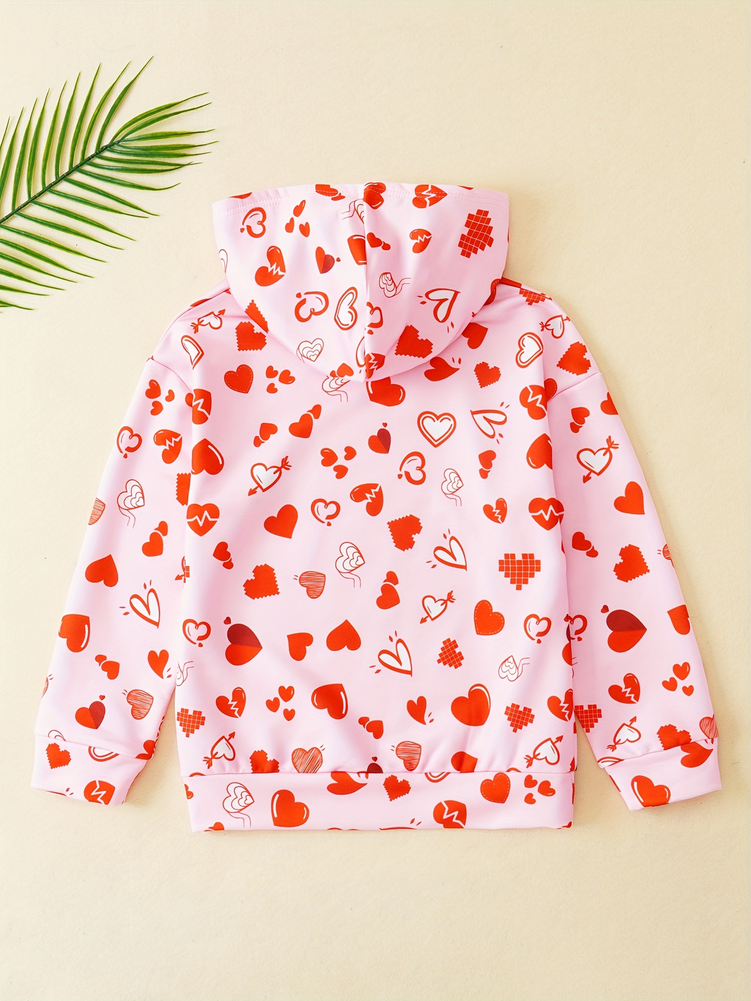 Girls Casual Versatile Heart Graphic Hoodies Kids Clothes - Temu Australia