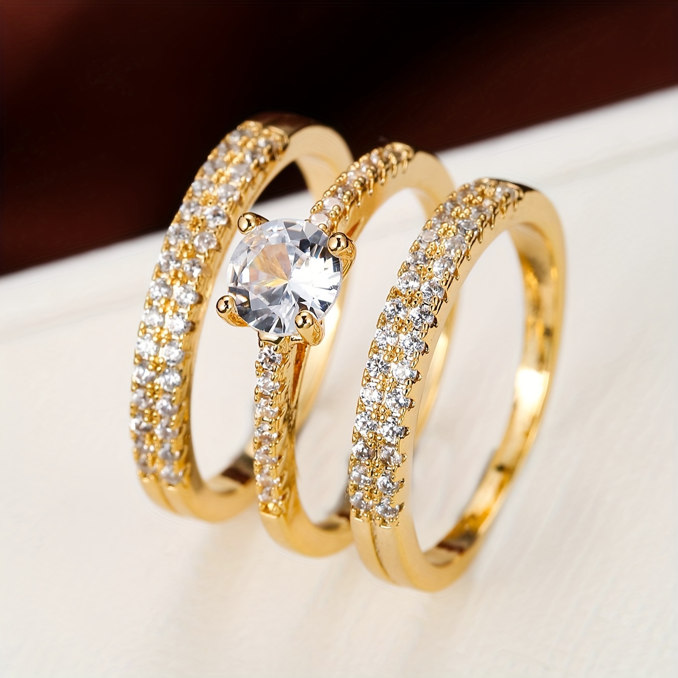 Classy Stacking Rings Plated Paved Shining Zirconia Multi - Temu United ...