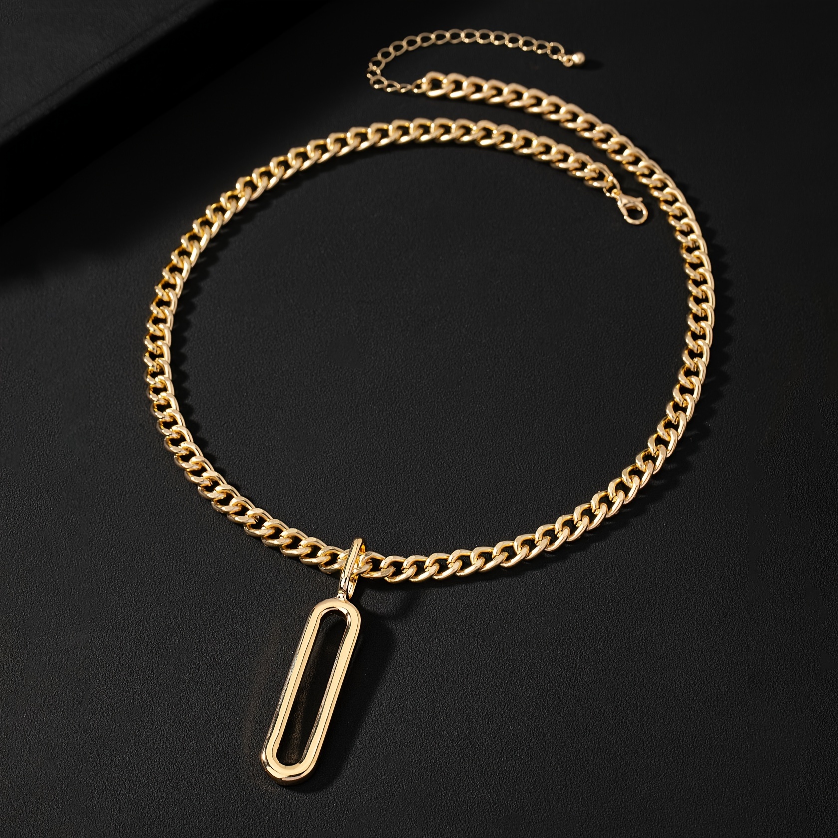 Golden Punk Style Chain Pendant Necklace Men - Temu Ireland