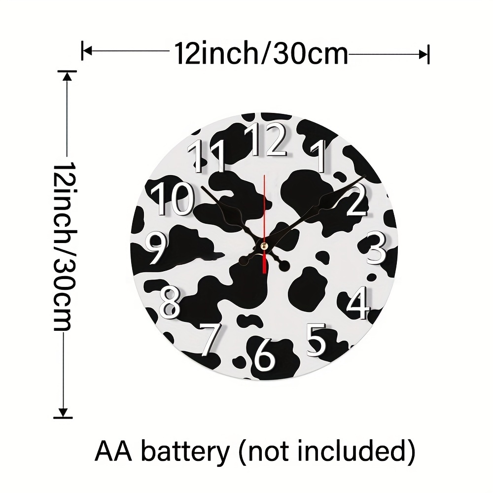Cow Wall Clock Non Ticking Black Animal Print Cow - Temu Canada