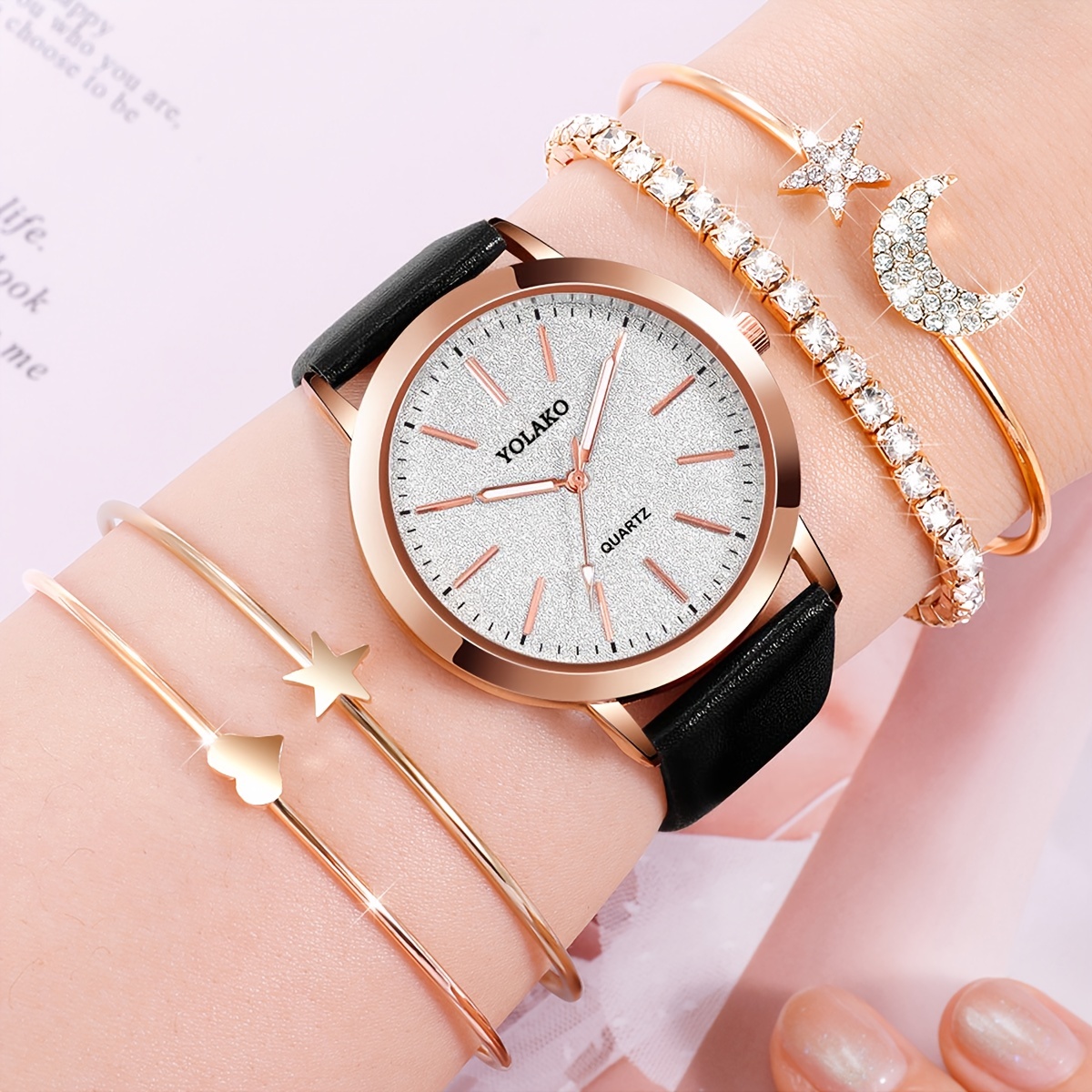 Women's Watch Starry Dial Quartz Watch Analog Pu Leather - Temu United ...
