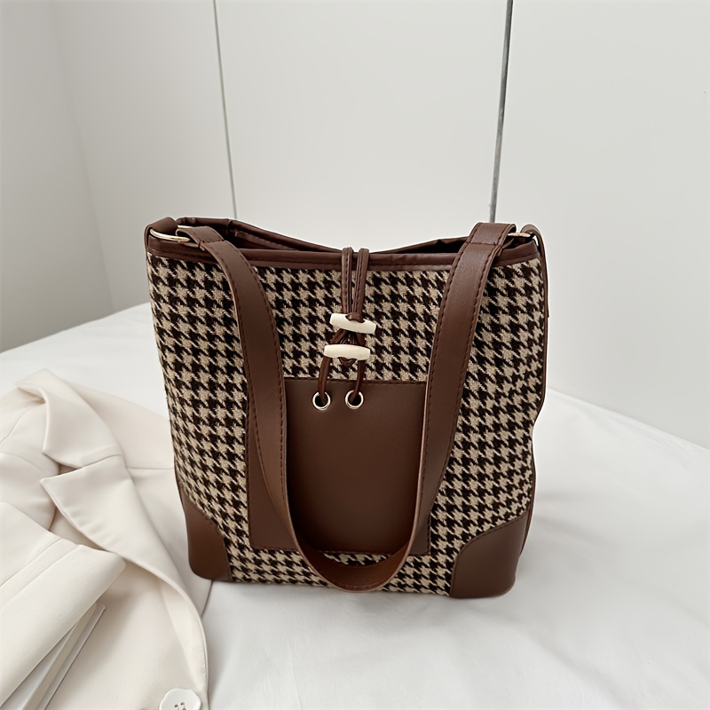 Western Stylish Houndstooth Pattern Shoulder Bg Classic - Temu United ...