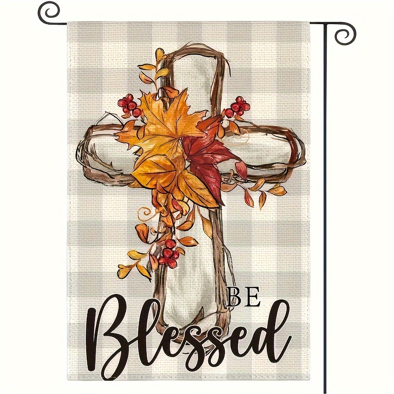 fall leaves blessed garden flag double sided seasonal autumn - Temu