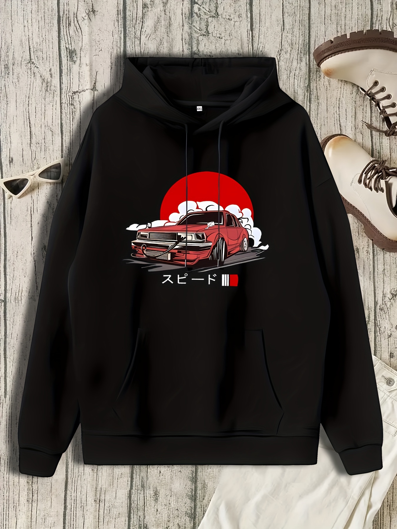 Mens Casual Car Element Graphic Print Hoodies Drawstring Temu Australia
