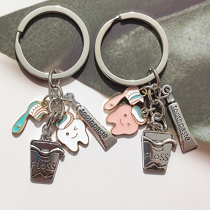 1pc Alloy Keychain Of Toothpaste And Toothbrush Combination Pattern For ...