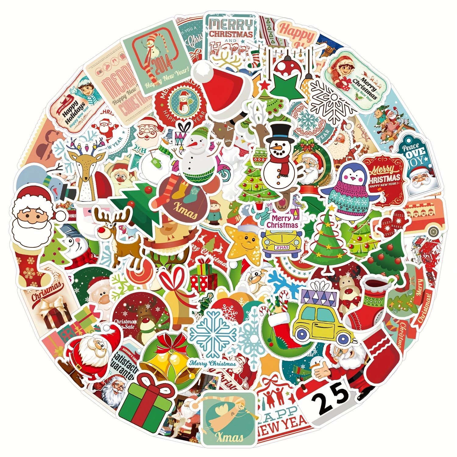 100pcs Christmas Graffiti Stickers Decorative Stickers For Luggage ...