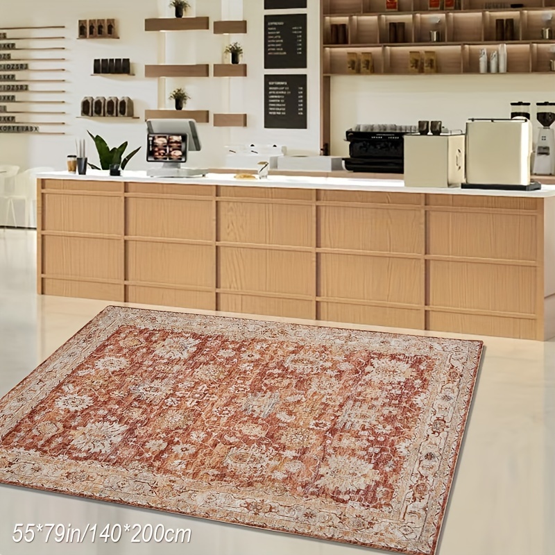 Red Boho Style Vintage Distressed Soft Carpet - Temu Australia