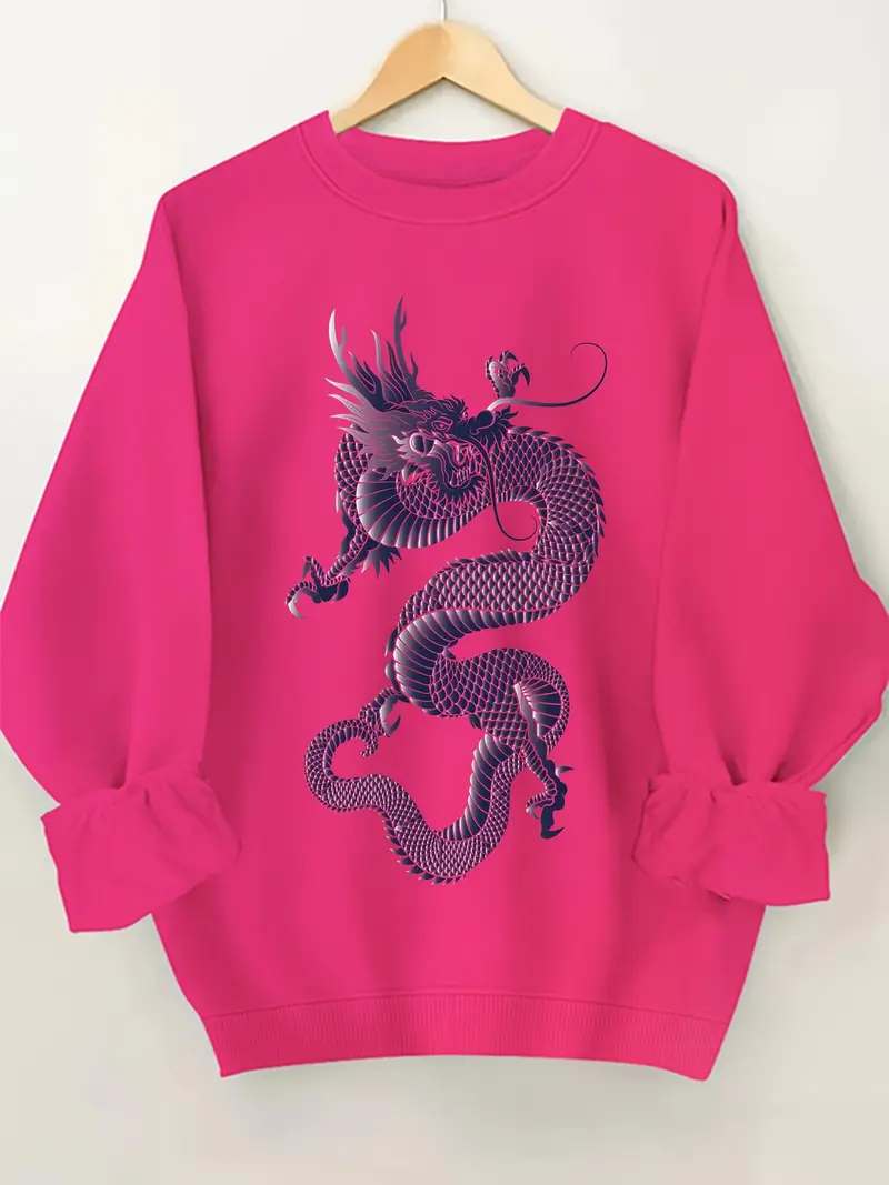 Cartoon Print Sweatshirt Plus Size Casual Long Sleeve Crew Temu New