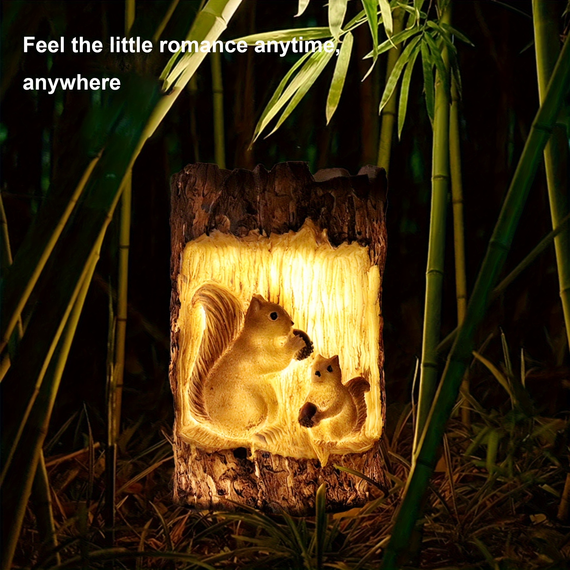 Solar Squirrel Stump Ornament Lights Patio Festive - Temu Australia