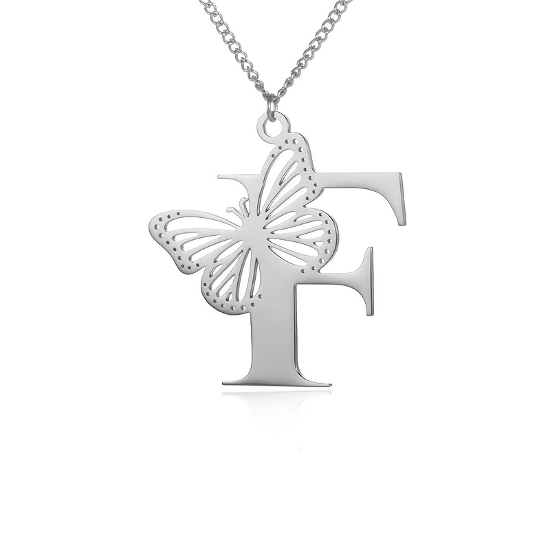 Niche Design Butterfly 26 English Letters Necklace Plated - Temu United ...