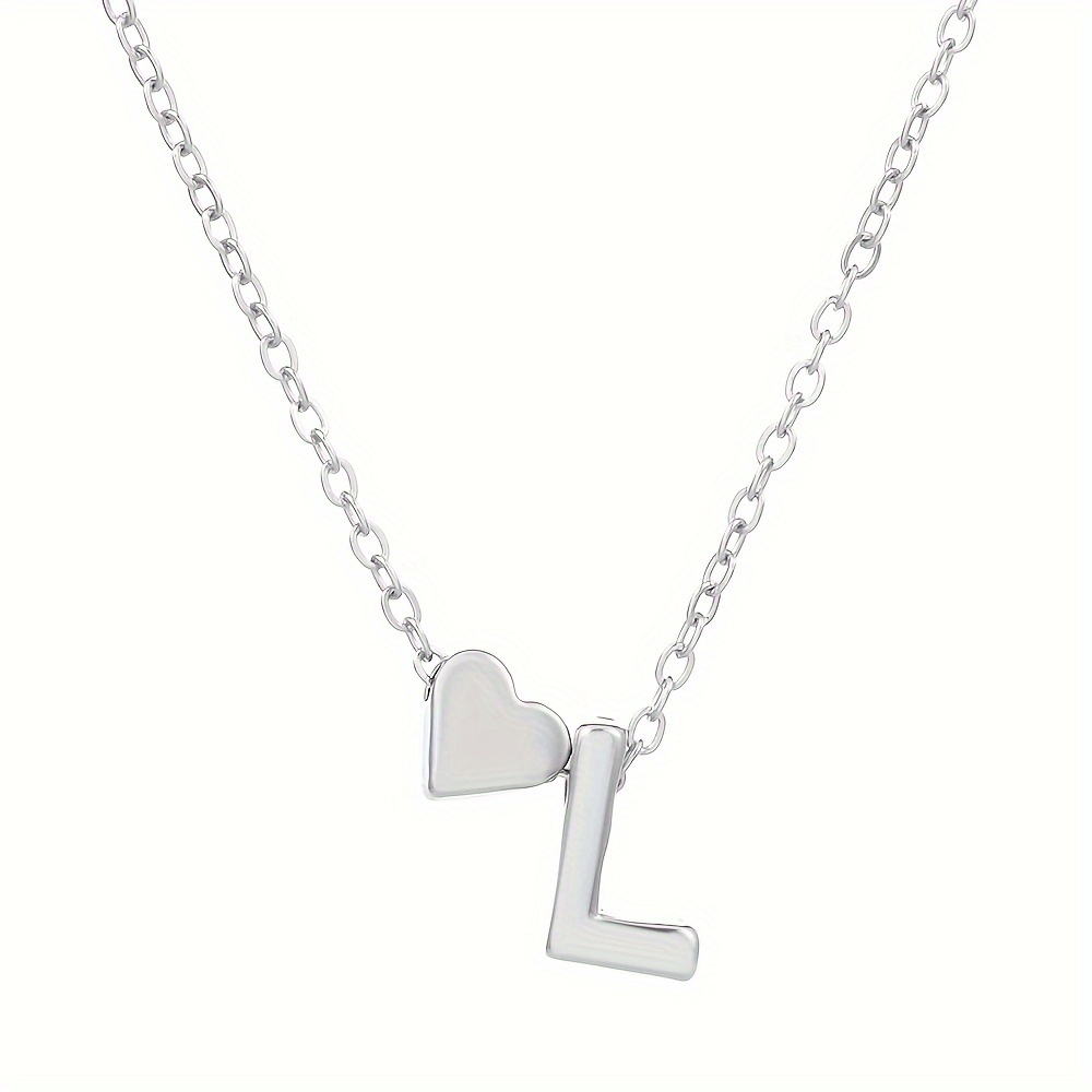 English Letter Necklace Heart Decor Short Collarbone Chain - Temu ...