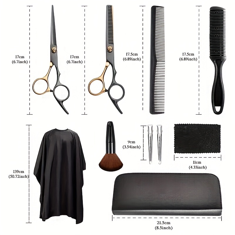 10-piece Professional Hair Cutting Kit, Includes Scissors, Thinning ...