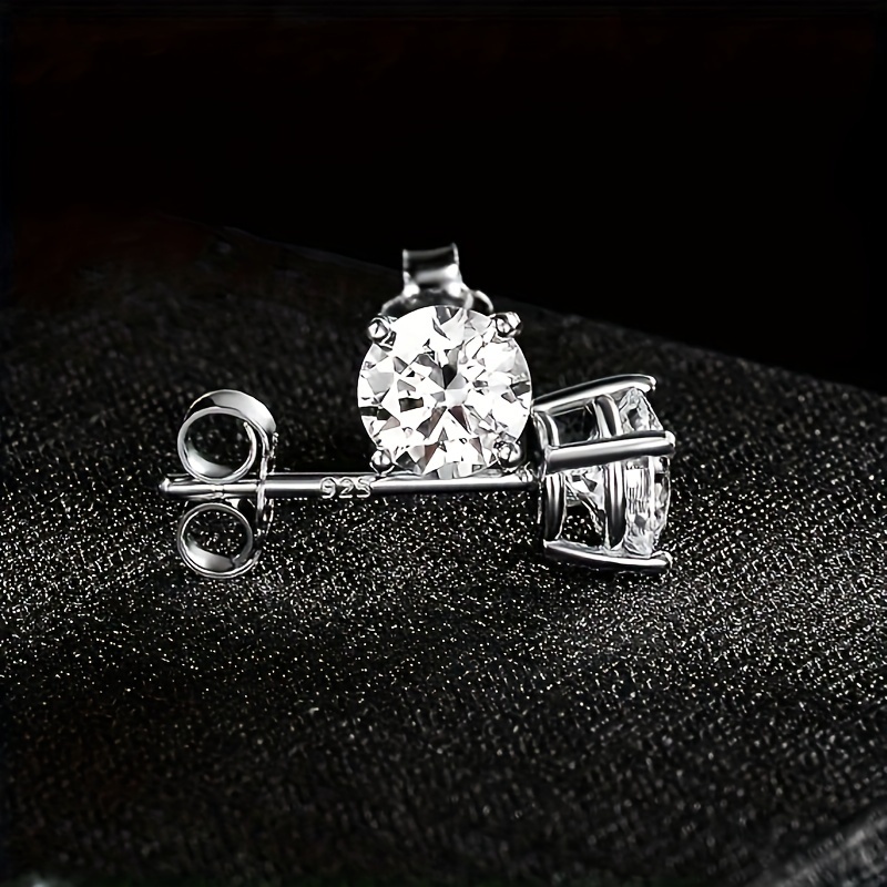 Moissanite Stud Earrings Women White Golden Plated Silvery - Temu ...