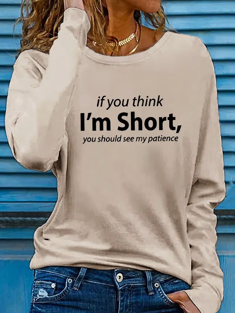 Letter Print T Shirt Long Sleeve Crew Neck Casual Top Spring Temu Canada
