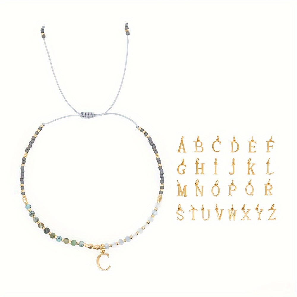 Mini Letter Pendant Beaded Bracelet Boho Style Hand String - Temu ...