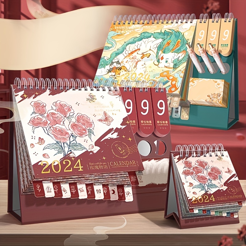 2024 Dragon Year Calendar 2024 Desktop Mini Decoration Cute - Temu Denmark