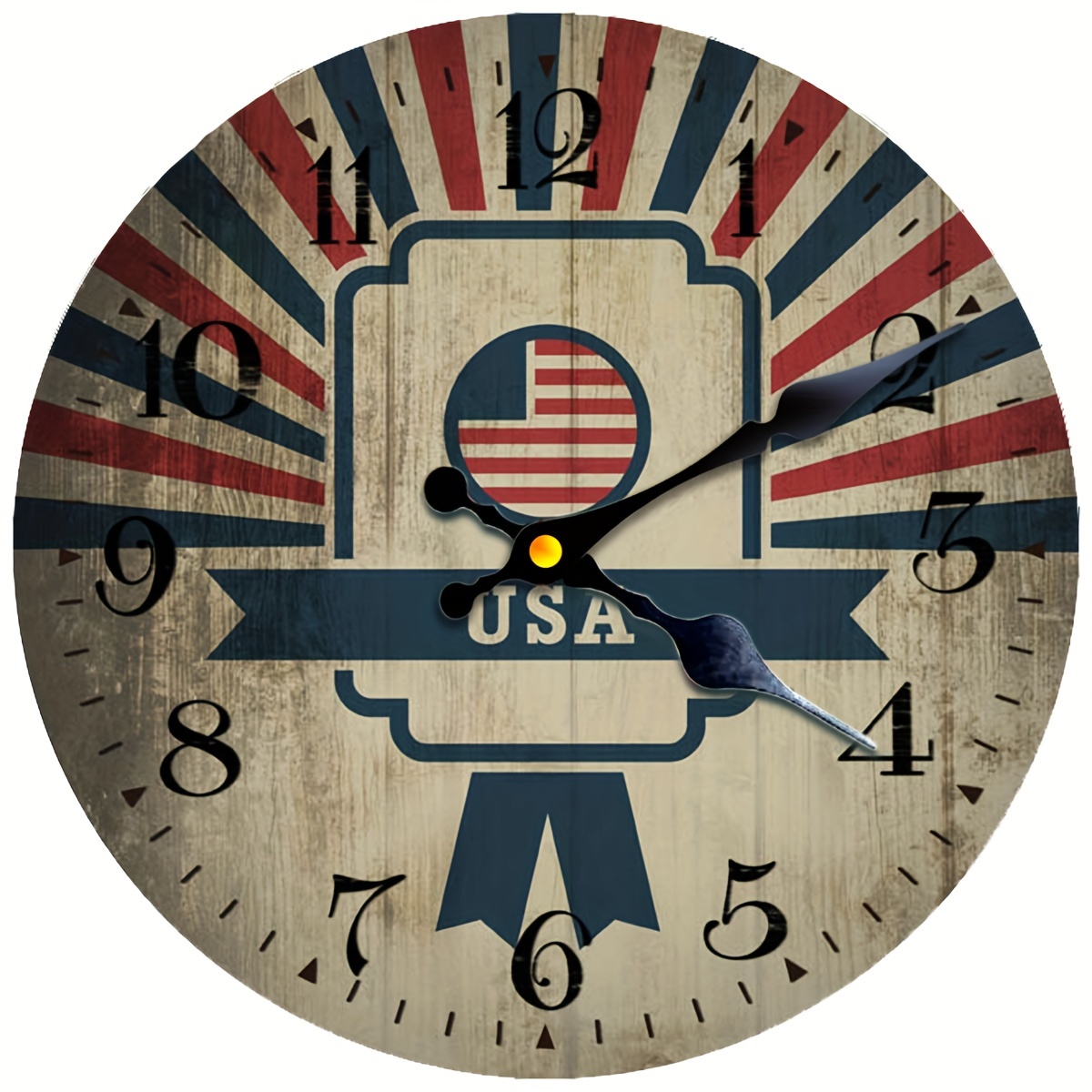 5d American Theme Round Wall Clock Waterproof And Scratch - Temu Canada