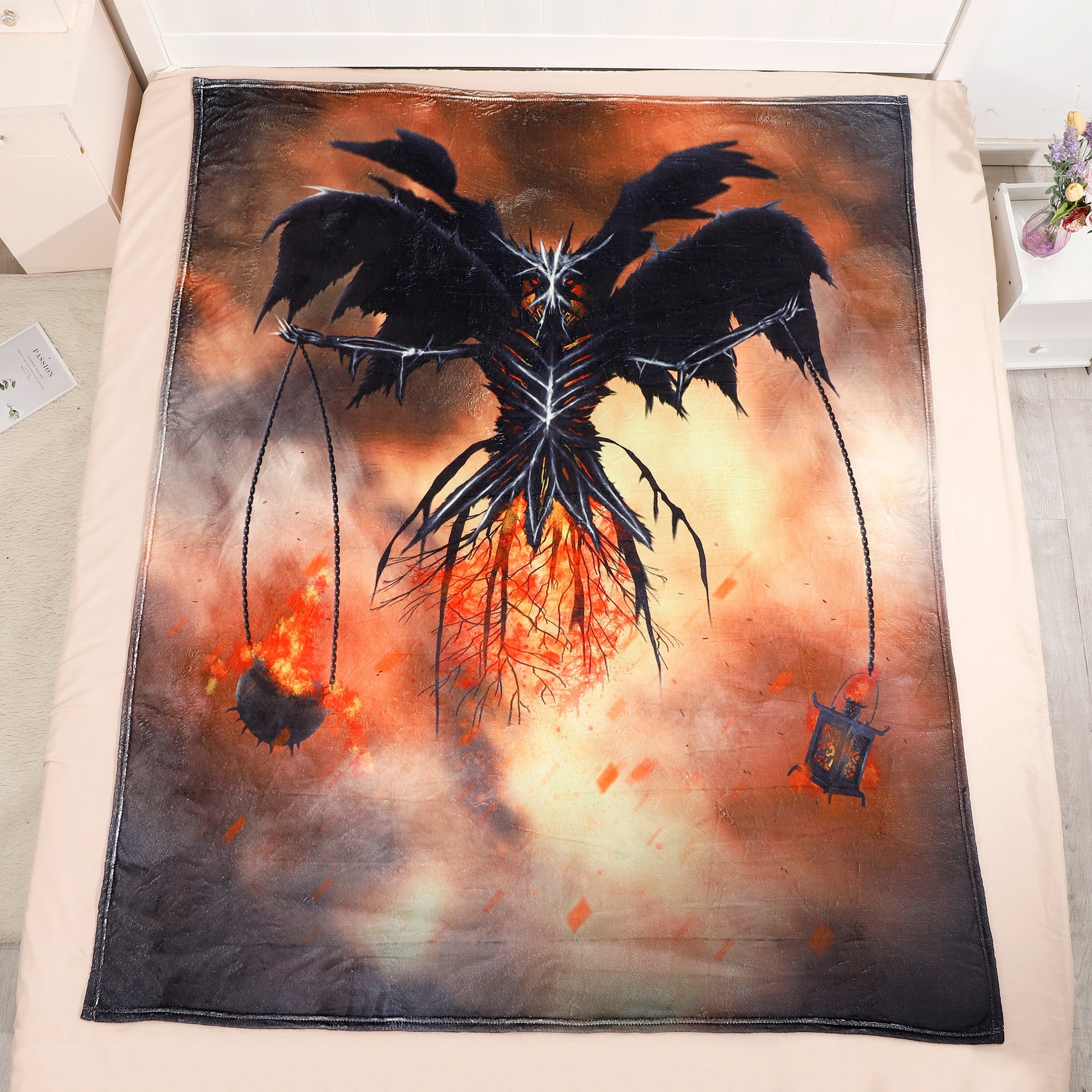 Monster Crow Pattern Lunch Break Throw Blanket Flannel - Temu United ...